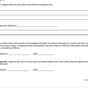 Return to Work After Sickness Template | Fully Editable Document ...