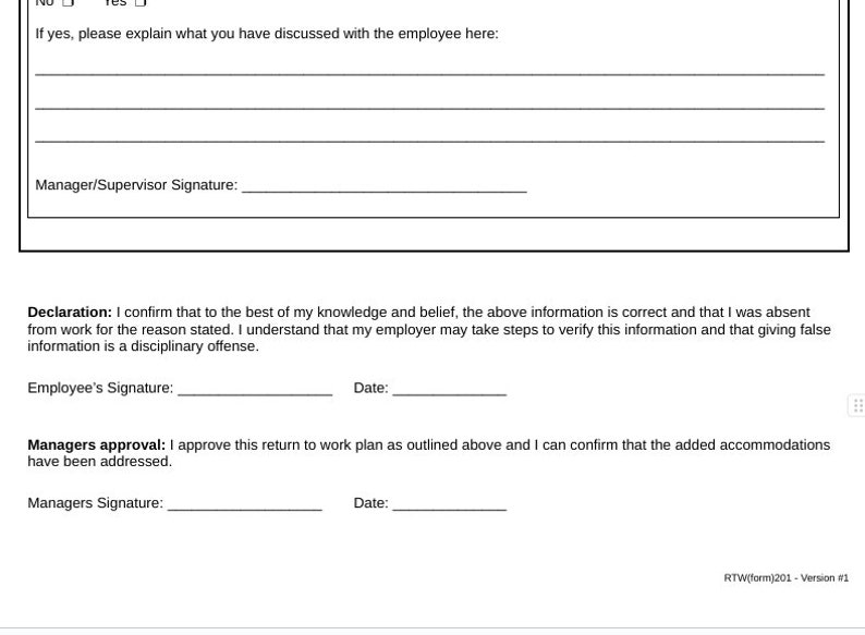 Return to Work After Sickness Template | Fully Editable Document ...