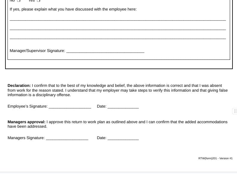 Return to Work After Sickness Template | Fully Editable Document ...