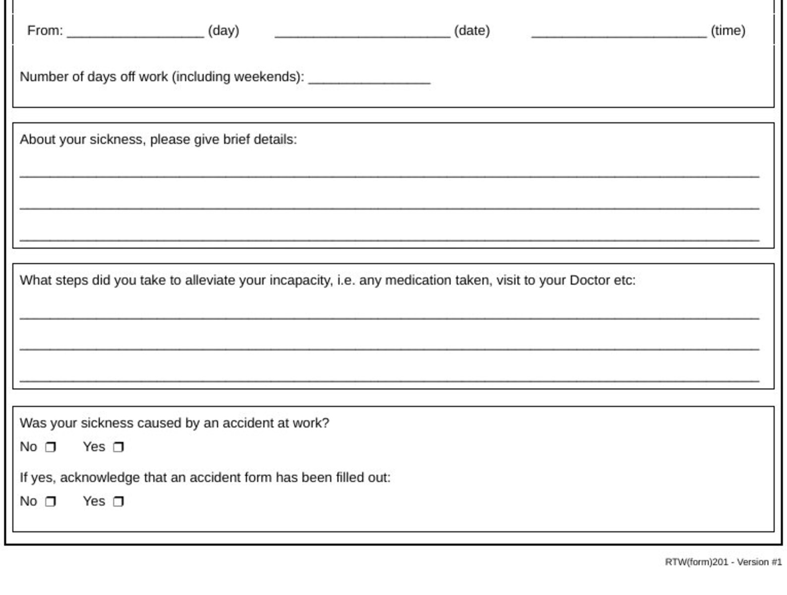 Return to Work After Sickness Template | Fully Editable Document ...