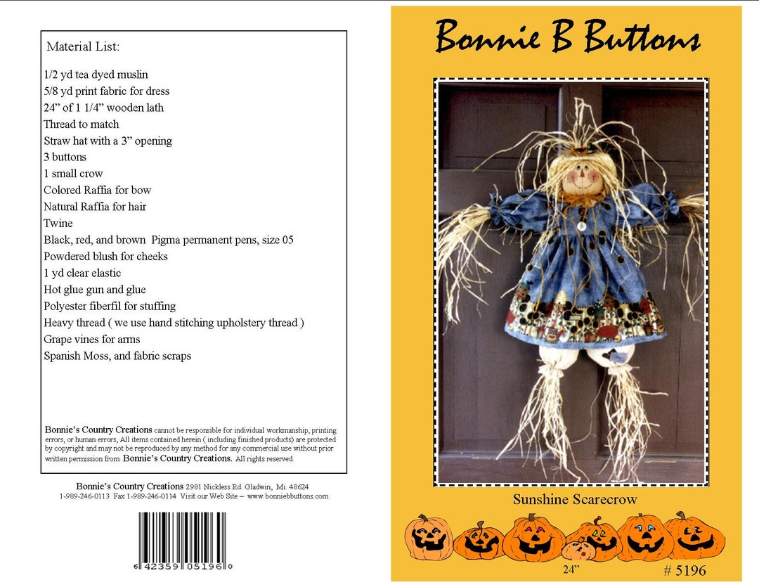 Sunshine Scarecrow - Digital Pattern - for Fall Decorative Wall/door ...