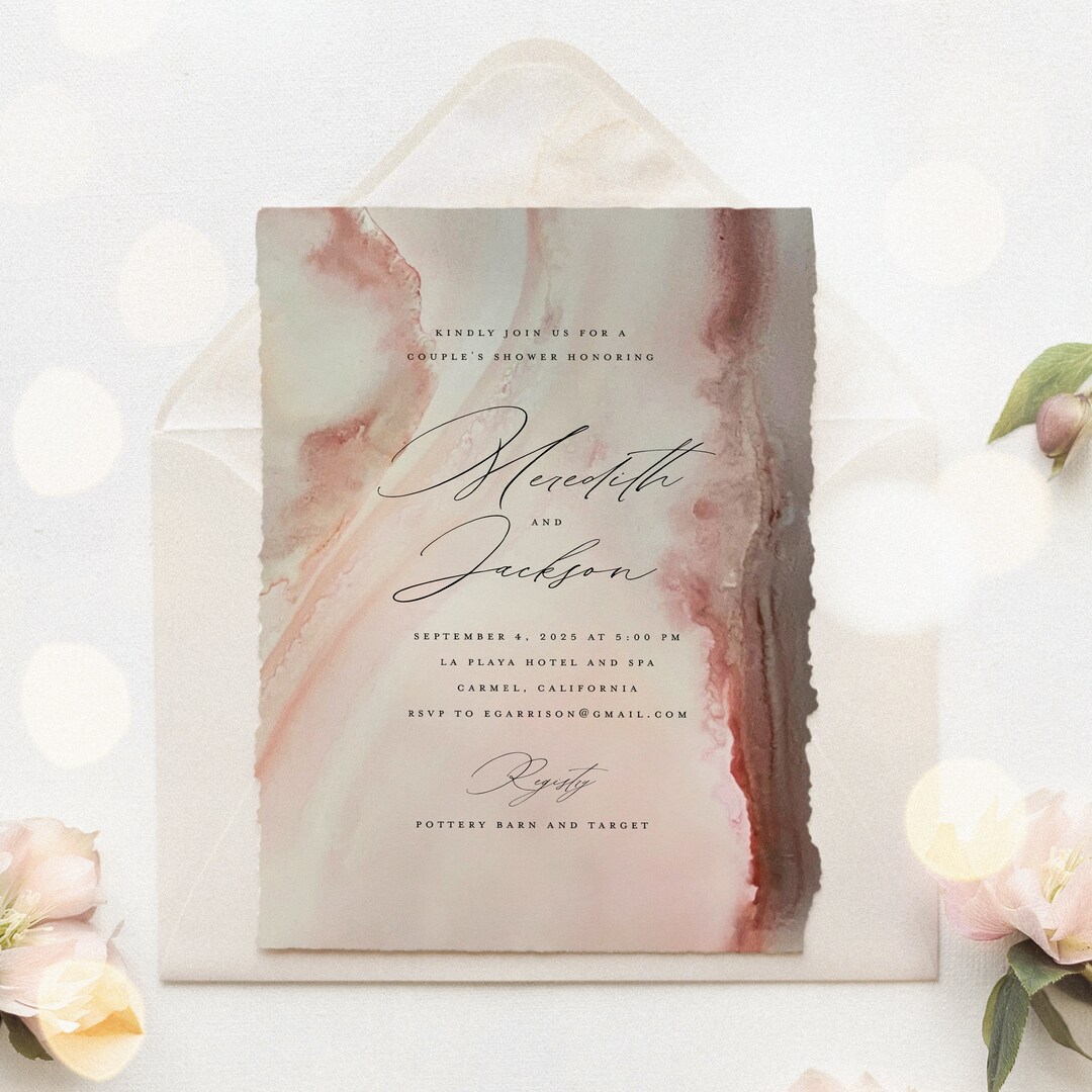 Alcohol Ink Boho Shower Invitation, Couples Shower Invite Template ...