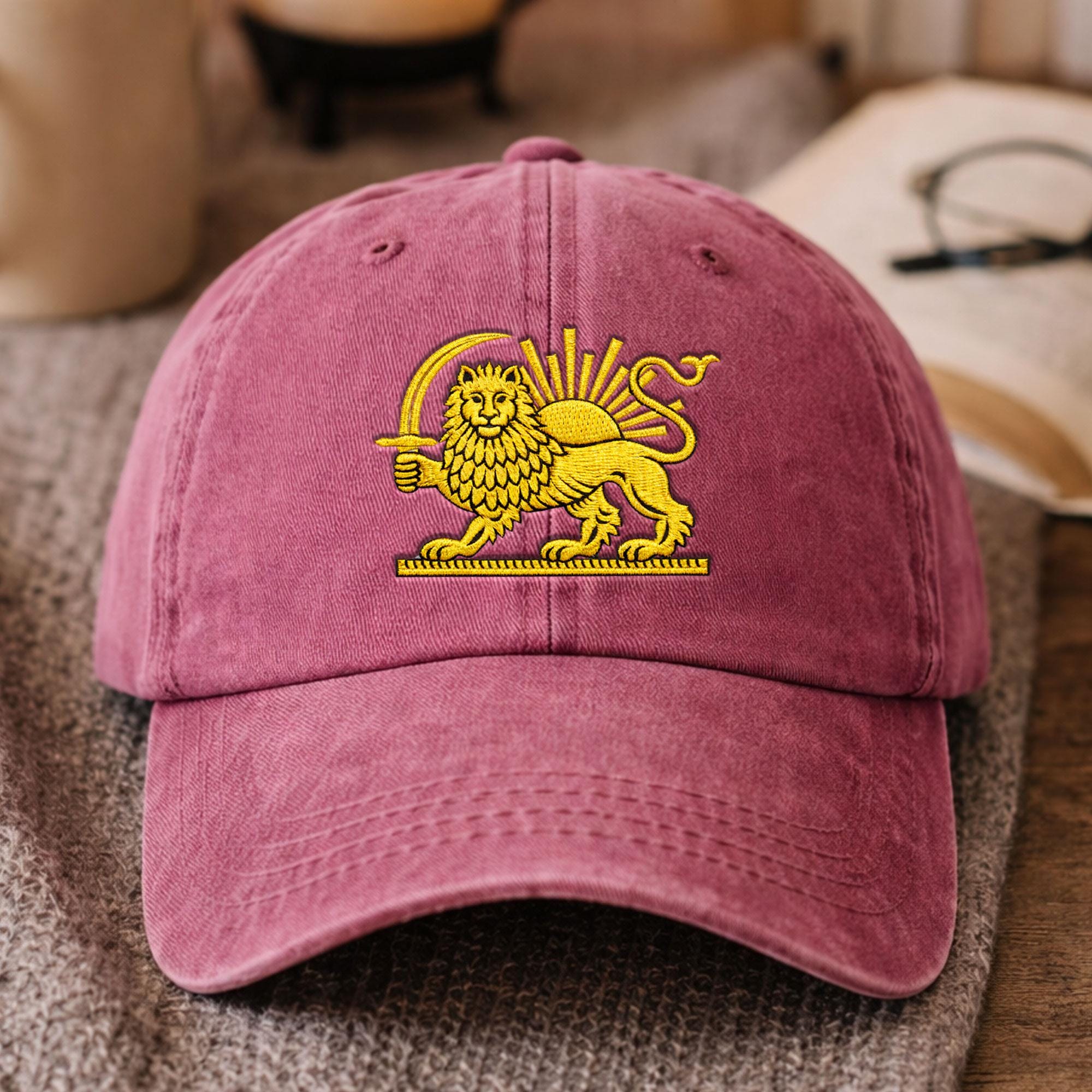 Persian Lion and Sun Embroidered Hat, Iranian Heritage Pride ...