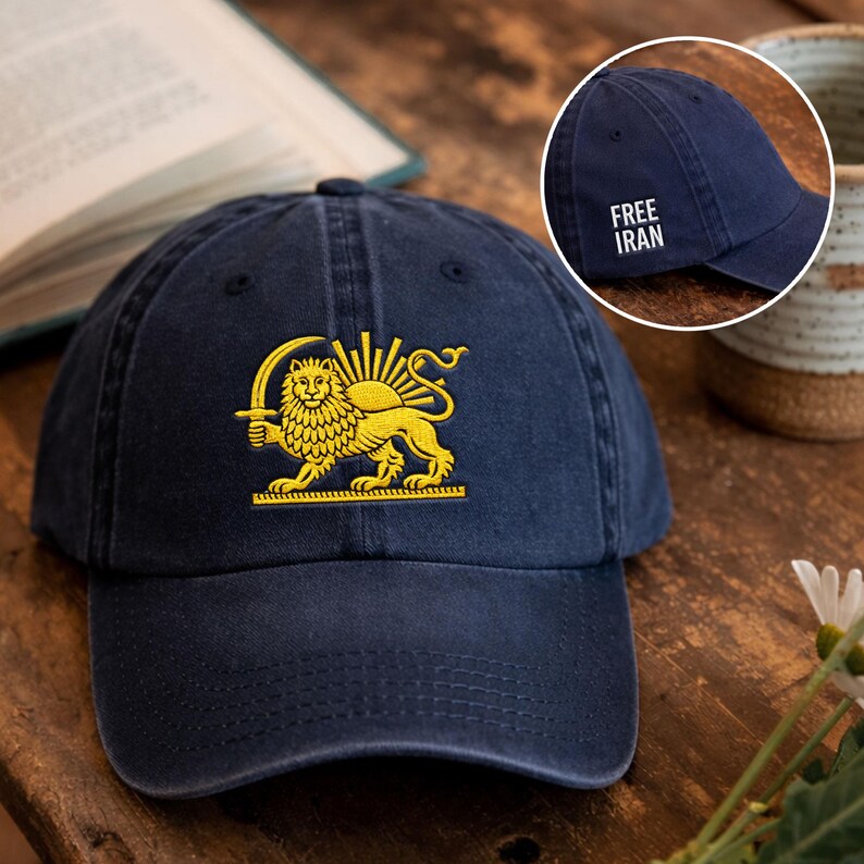 Persian Lion and Sun Embroidered Hat, Iranian Heritage Pride ...