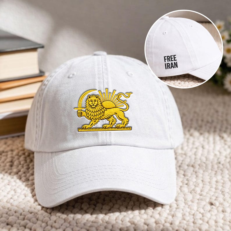 Persian Lion and Sun Embroidered Hat, Iranian Heritage Pride ...