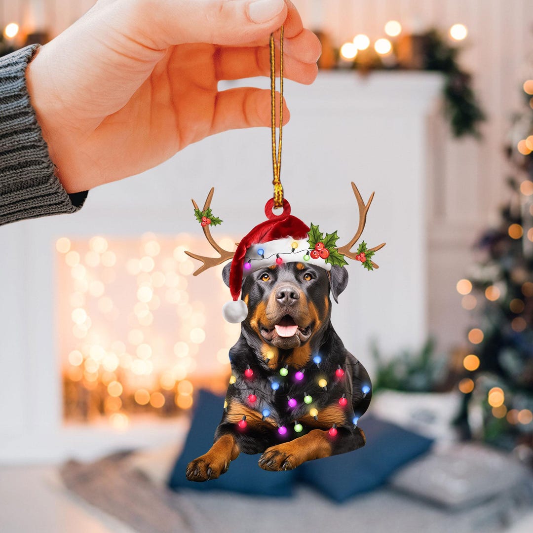 Rottweiler Christmas Ornament, Rottweiler Dog Christmas Tree Ornament ...