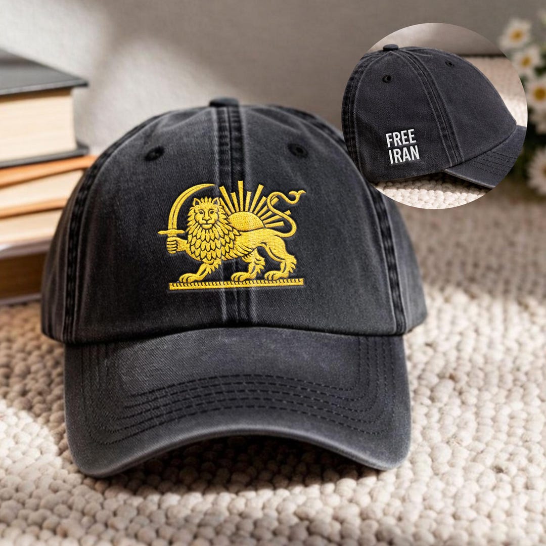 Persian Lion and Sun Embroidered Hat, Iranian Heritage Pride ...