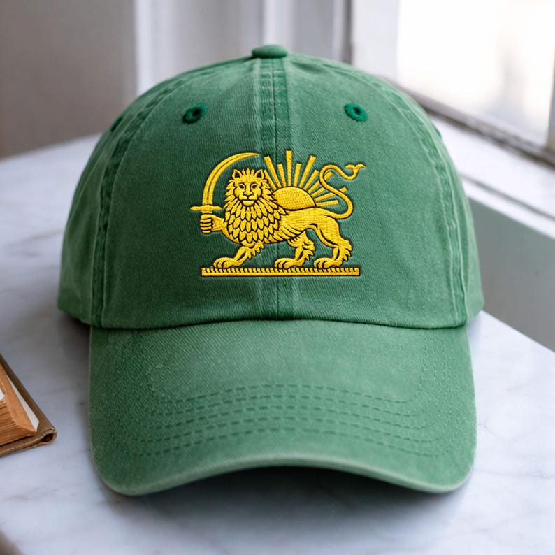 Persian Lion and Sun Embroidered Hat, Iranian Heritage Pride ...