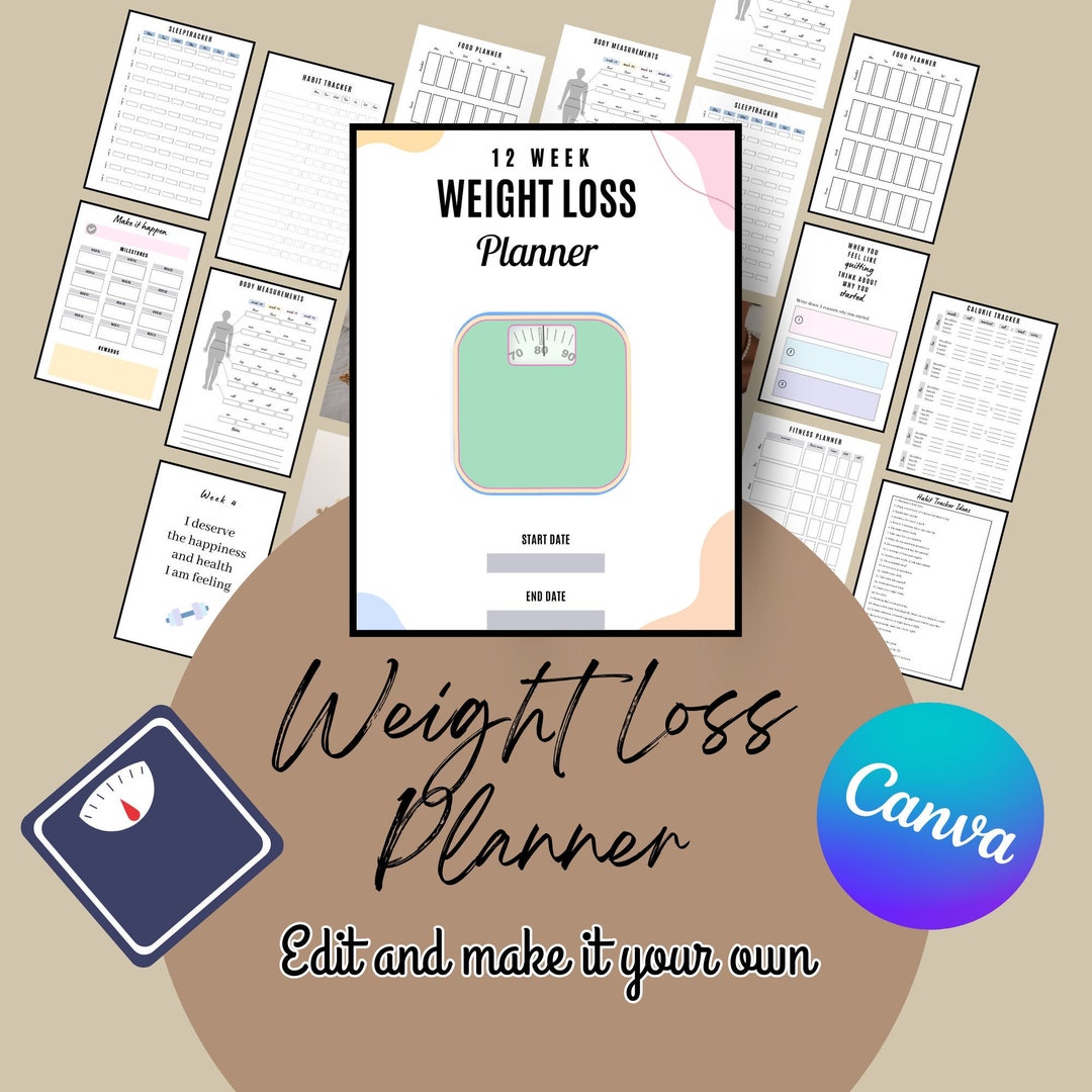 Weight Loss Planner Weight Loss Tracker Food Journal Exercise Tracker ...