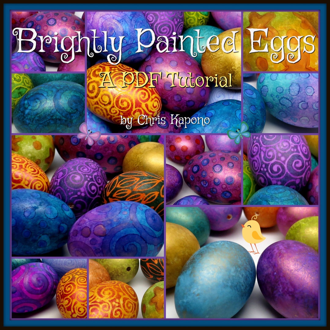 Brightly Painted Eggs, A PDF Tutorial, Easter Egg Art, DIY, Holiday ...