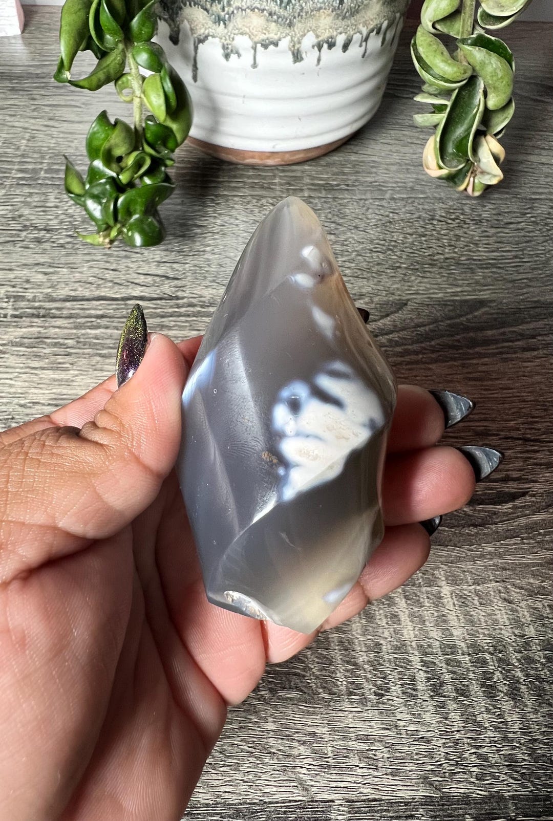 Small Orca Agate Flame, Handcrafted Agate Stone Sculpture, Agate ...