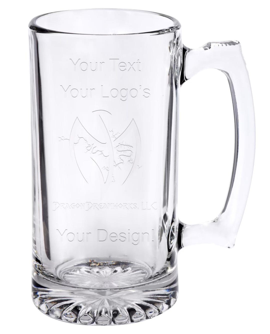 Custom Engraved Beer Stein | 26.5 Oz Glass Mug, Personalized Logo Text ...