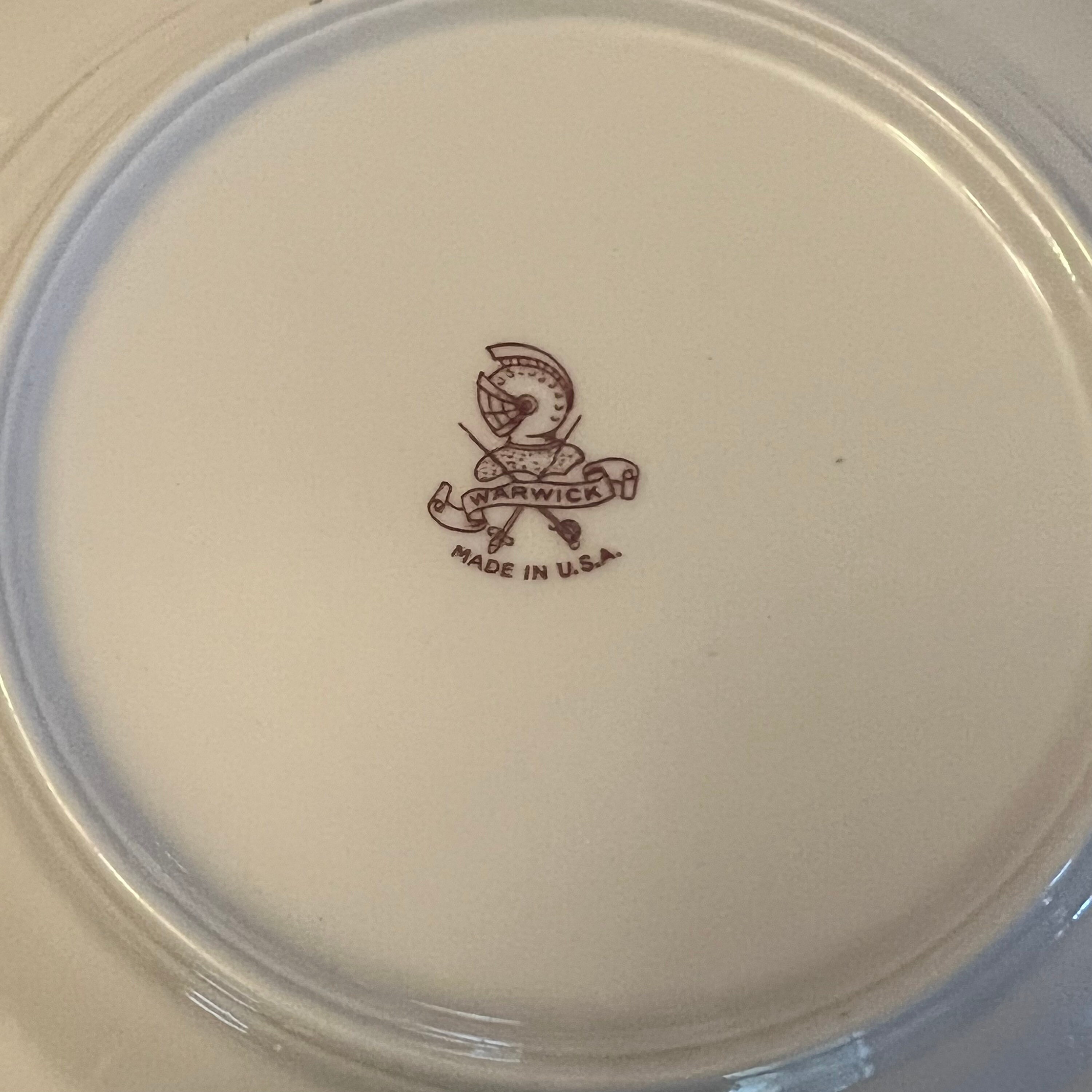 6 Pc. Lot of Warwick Old Abbey Plates & Saucers Pink Roses, Gray ...