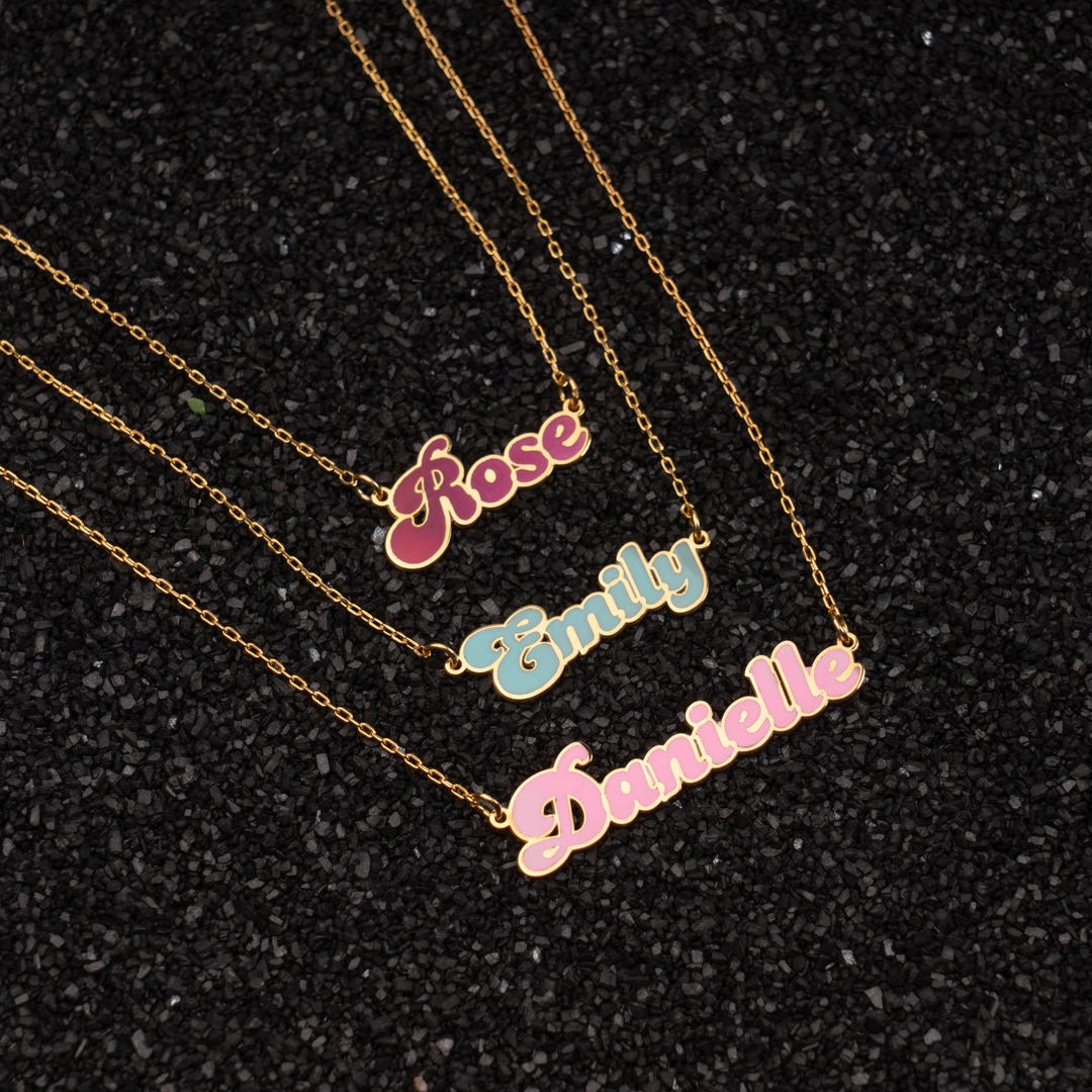 Colorful Name Necklace, Fonts Necklace, Custom Colored Necklace, Color ...