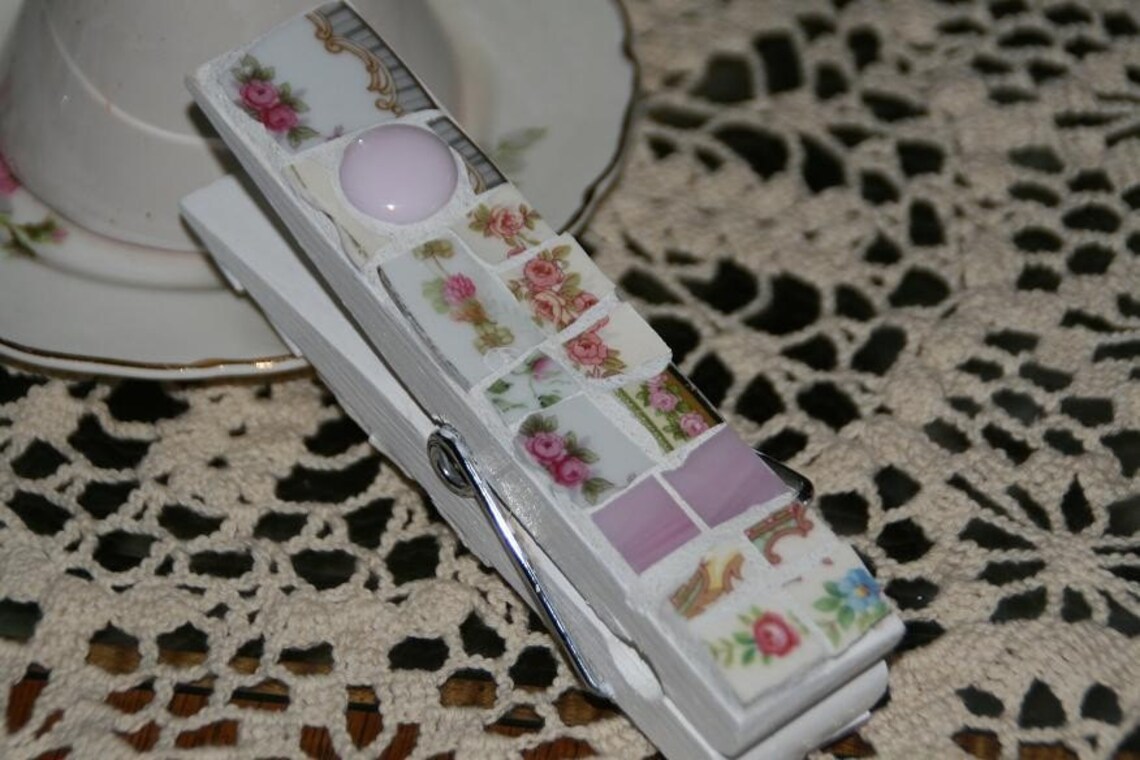 Huge Shabby Chic Mosaic Clip - Clothespin - Etsy