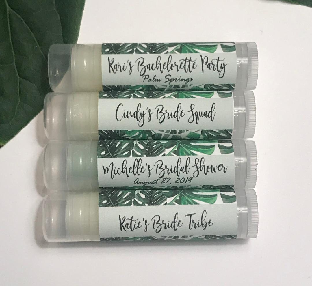 Palm Leaf Lip Balms Beach Wedding Favors Tropical Bachelorette Party ...