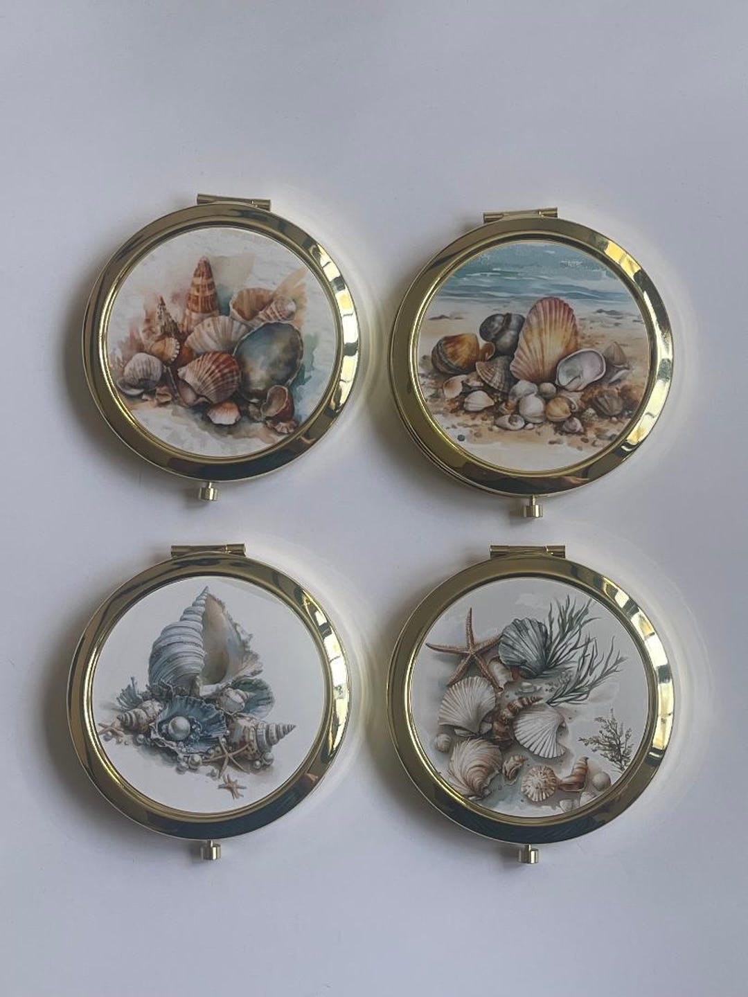 Sea Shell Compact Mirror, Gift for Her, Pocket Mirror, Beach Wedding ...