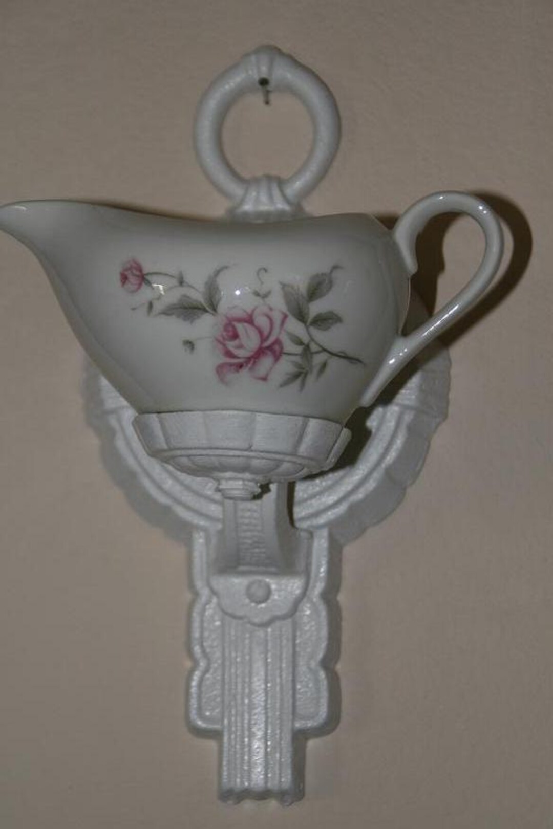 Shabby Vintage Puritan Light Fixture and Vintage China Pink Roses ...