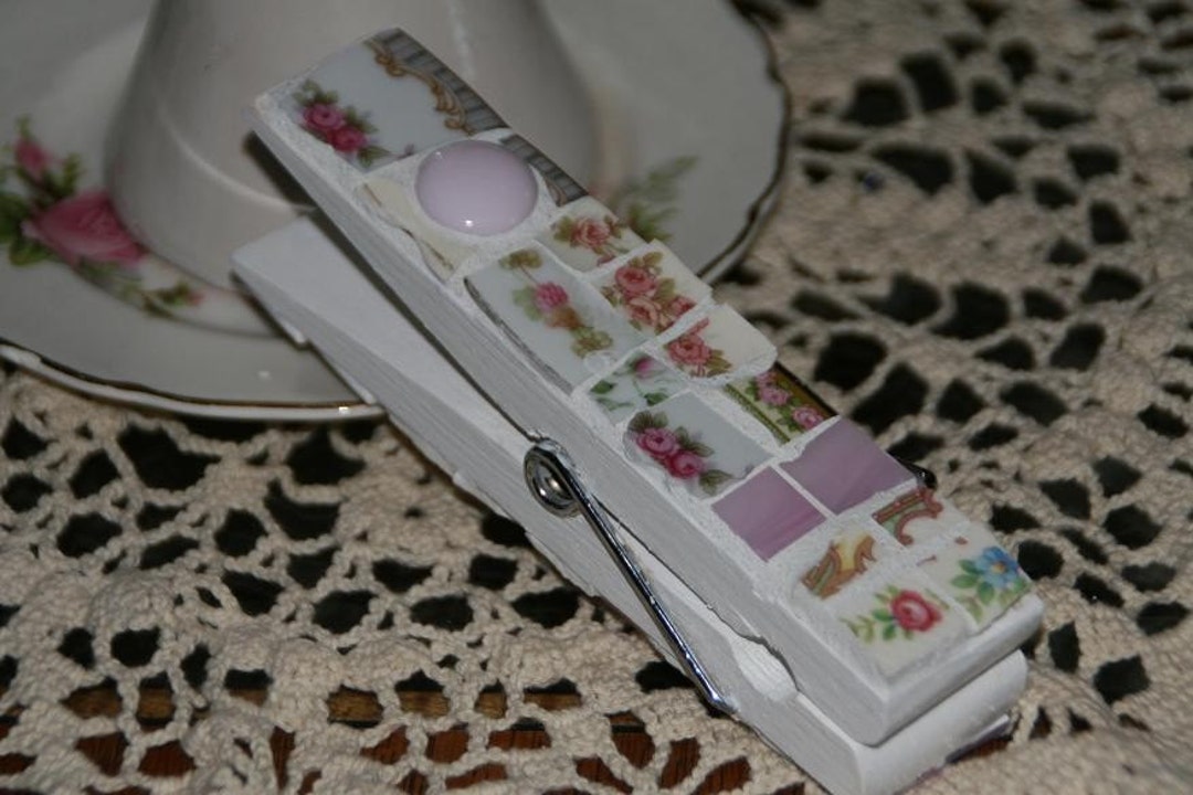 Huge Shabby Chic Mosaic Clip - Clothespin - Etsy
