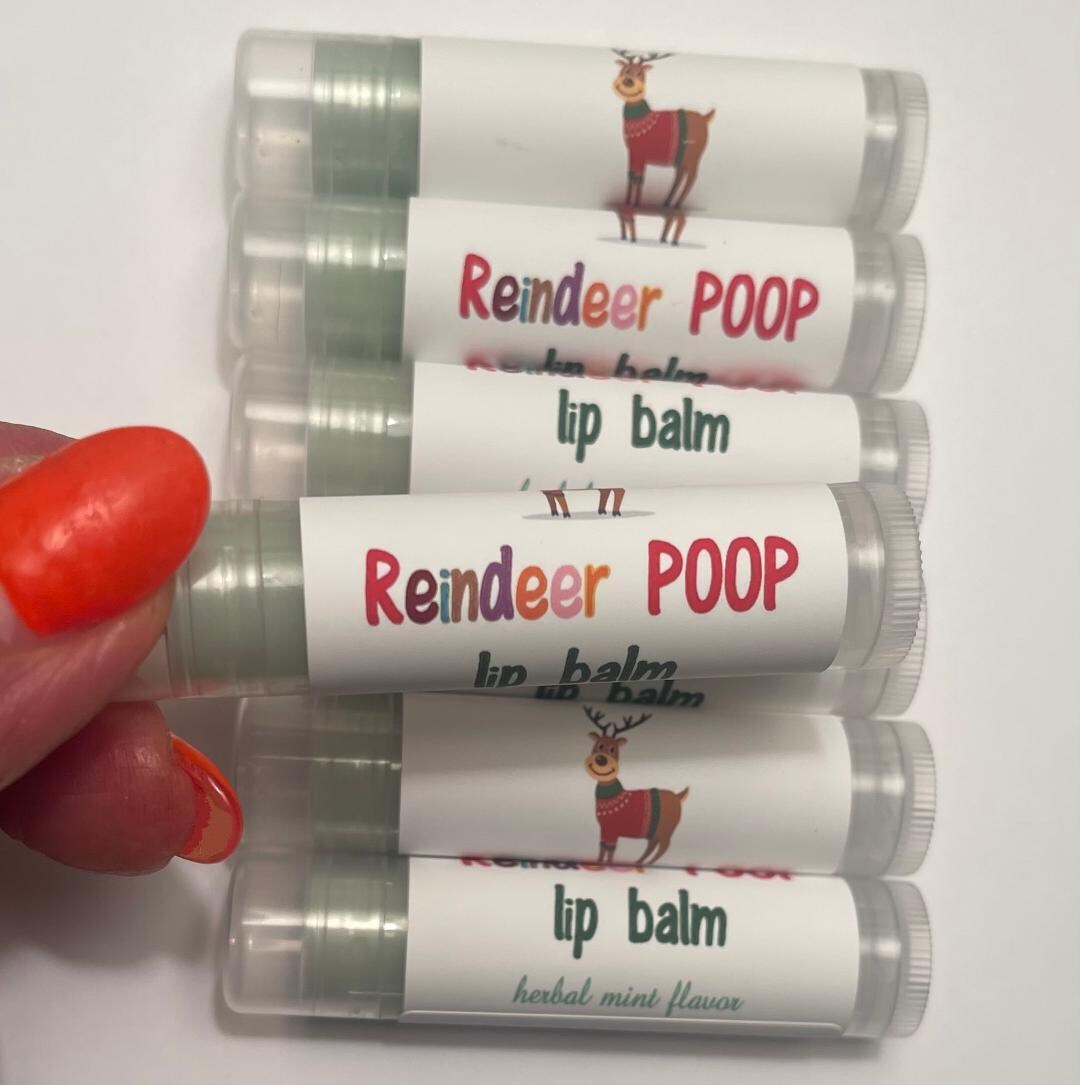 Reindeer POOP Lip Balms, Christmas Stocking Stuffer, Gag Gift, Coworker ...