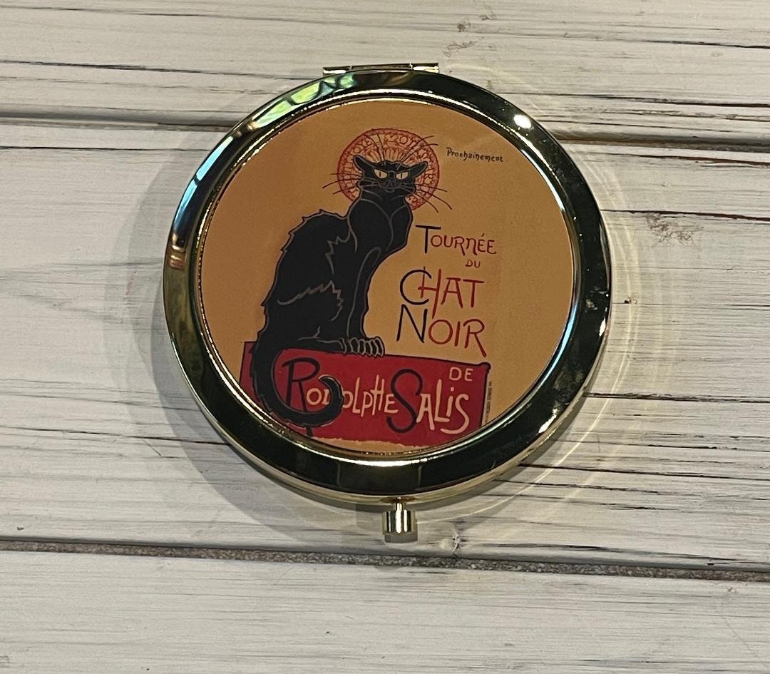 Black Cat Compact Mirror, French Cat Ad, Cat Lover Gift, Crazy Cat Lady ...