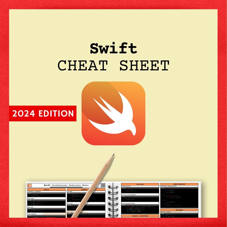 Swift Programming 2025 Cheat Sheet | Comprehensive Guide for Beginners & Pros | Digital Download ...