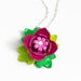 Handmade LEGO Pink Flower With Leaves and Bling Pendant - Etsy
