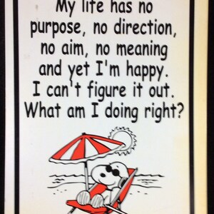 Snoopy Plastic Wall Sign, Yellowed, Peanuts, Beach, Inspirational - Etsy