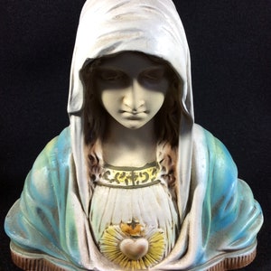 The Most Sacred Heart of Mary, Bust, Plaster, Contemplative, Devotional ...