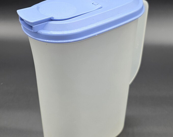 Vintage Tupperware Slimline 2 Quart Pitcher, Sheer Pitcher With Blue ...