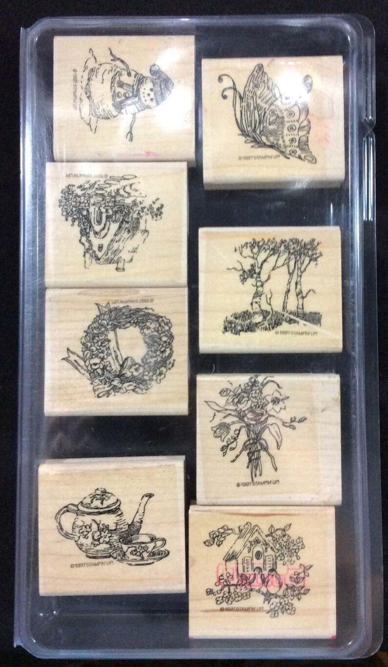 The Portfolio Collection Wood Mounted Rubber Stamp Set From | Etsy