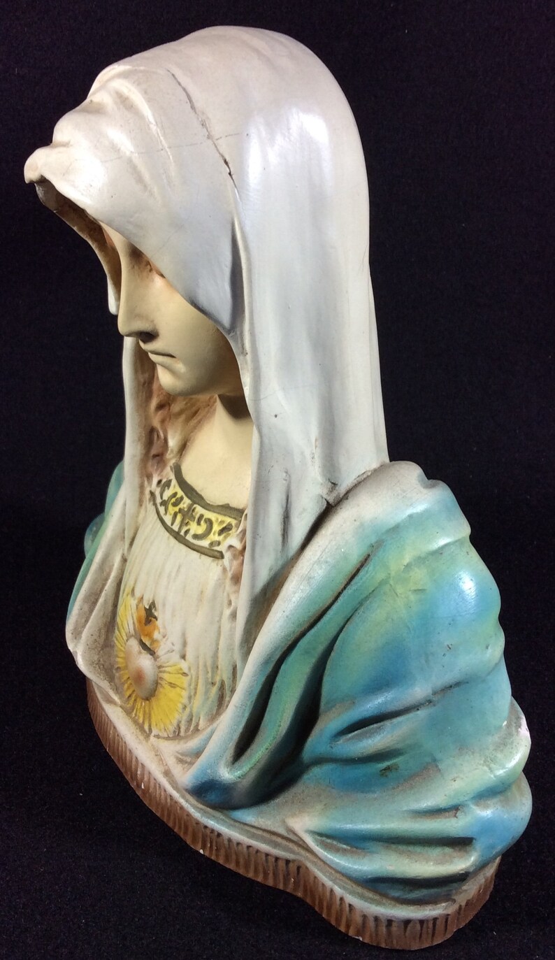 The Most Sacred Heart of Mary, Bust, Plaster, Contemplative, Devotional ...