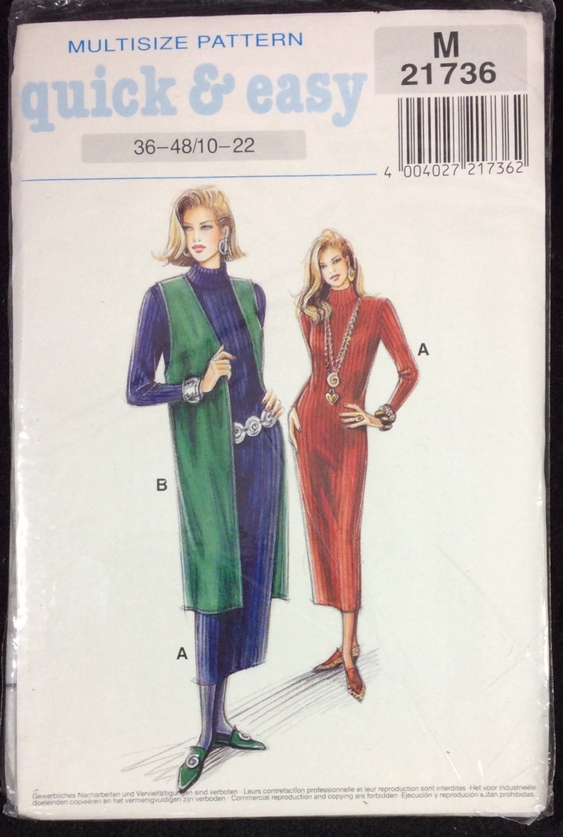 Neue Mode Women's Dress and Duster Pattern M 21736 Size 10 -22 ...