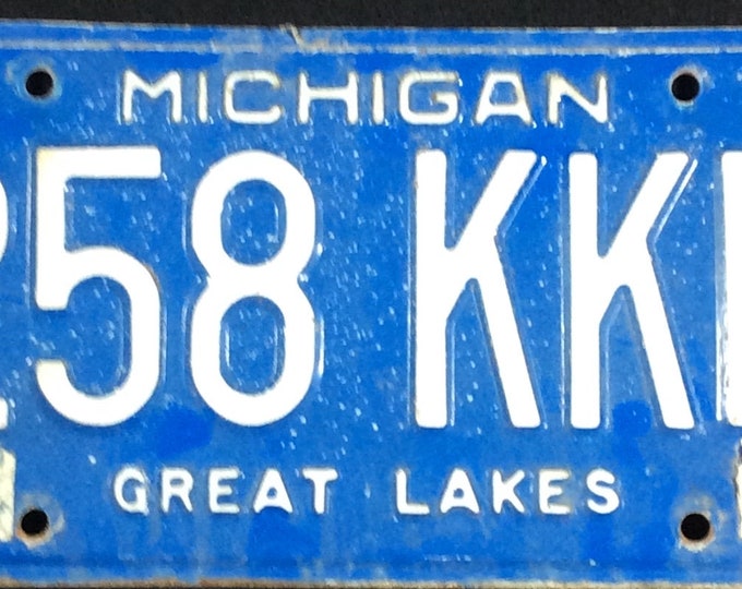 1999 Michigan Metal License Plate, Blue, White, Great Lake State ...