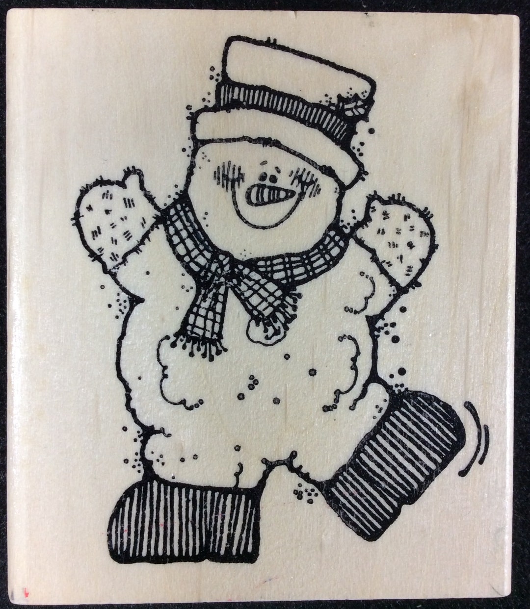 Dancing Snowman Wood Mounted Rubber Stamp From Hooks Lines and Inkers ...