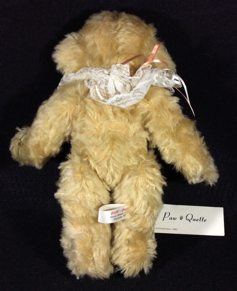 12 Inch Paw Quette Artisian Bear, Marie Zimmerman, 1990, Mohair, Tan ...