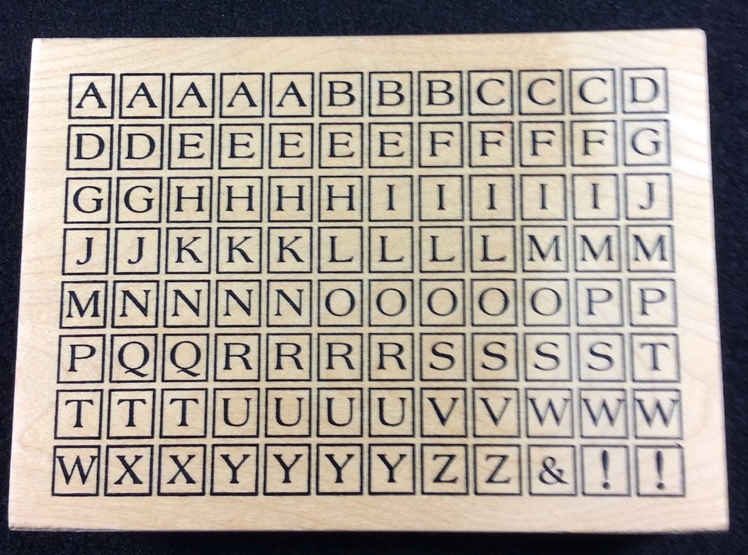 Alphabet Blocks Background Wood Mounted Rubber Stamp From Outlines ...