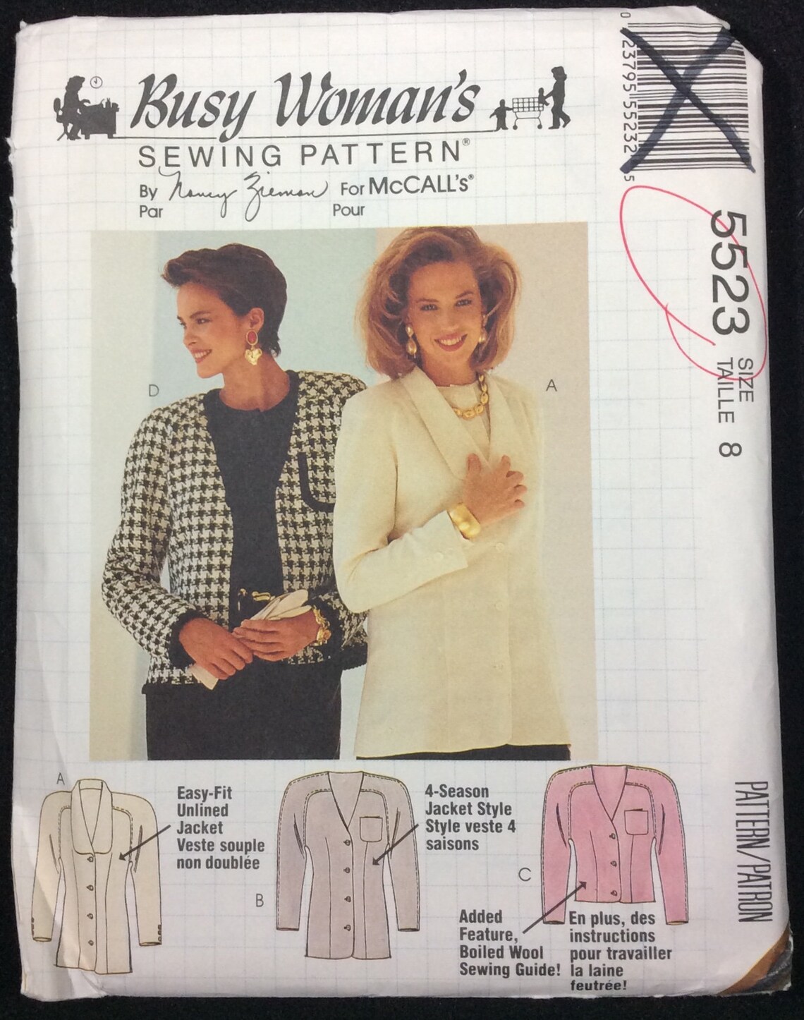 McCall's Misses' Unlined Jacket Pattern 5523 Size 8 | Etsy