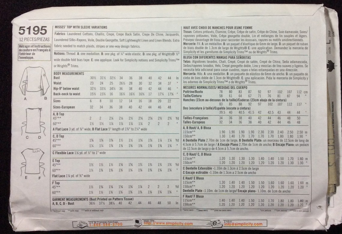 Simplicity Misses' Top Pattern 5195 Size 6 8 10 12 Easy - Etsy