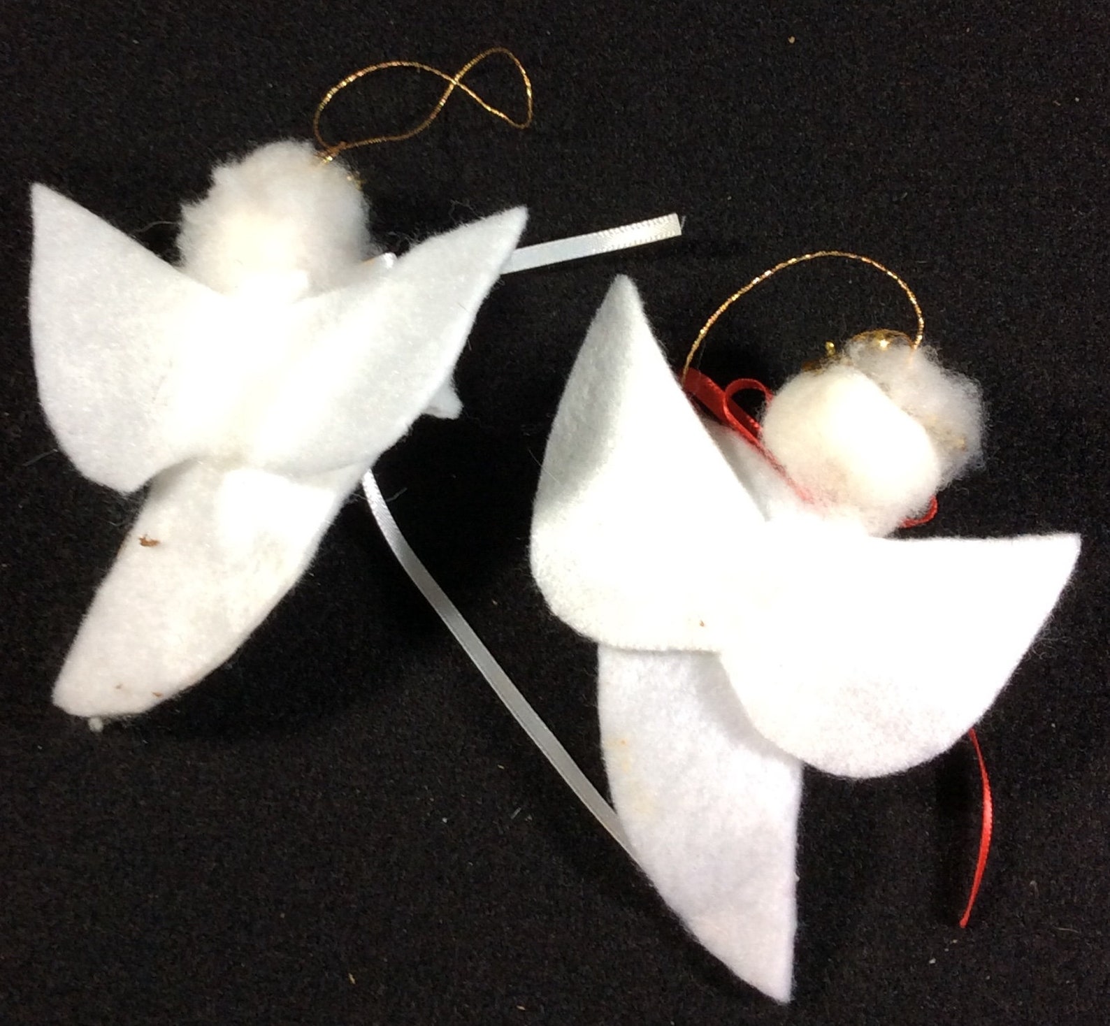 Two Handmade Felt Angel Ornaments Felt Ribbon Wood Bead - Etsy