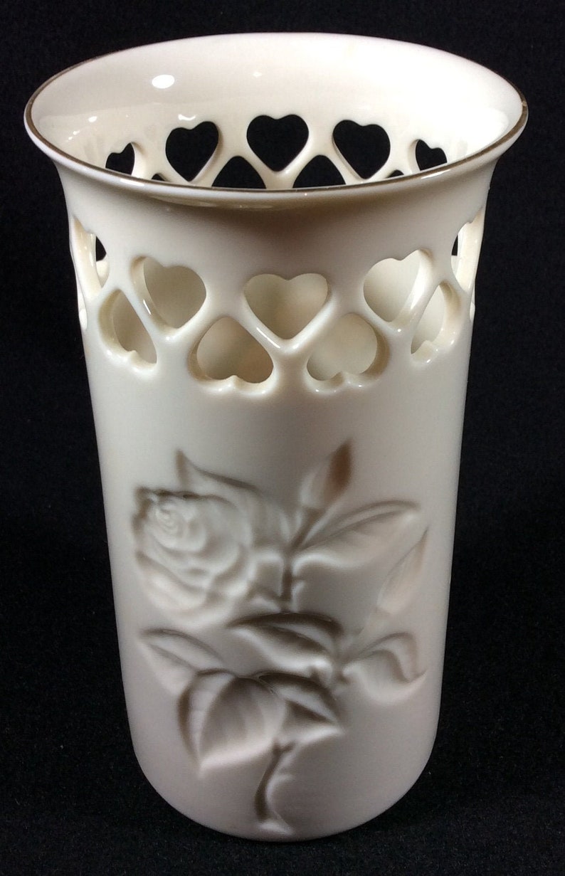 Lenox Heart Collection, Vase-heart-pierced, Porcelain, Cream, Roses ...