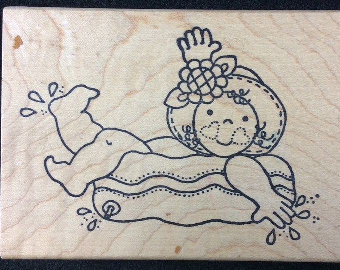 Girl in Pool Ring Wood Mounted Rubber Stamp From Azadi Earles ...