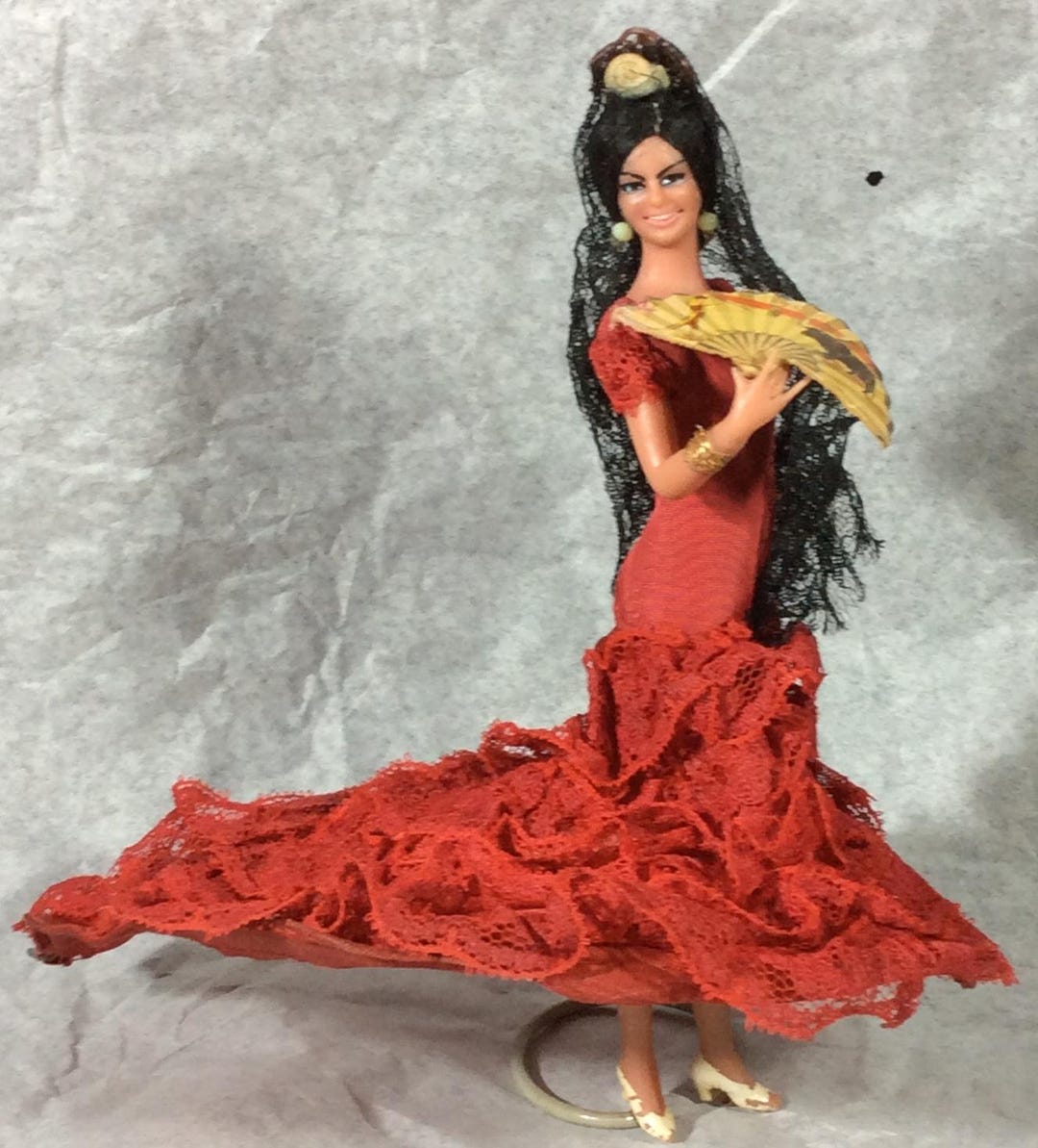 7 Inch Plastic Lady Flamenco Dancer Spanish Doll With Red Dress and ...