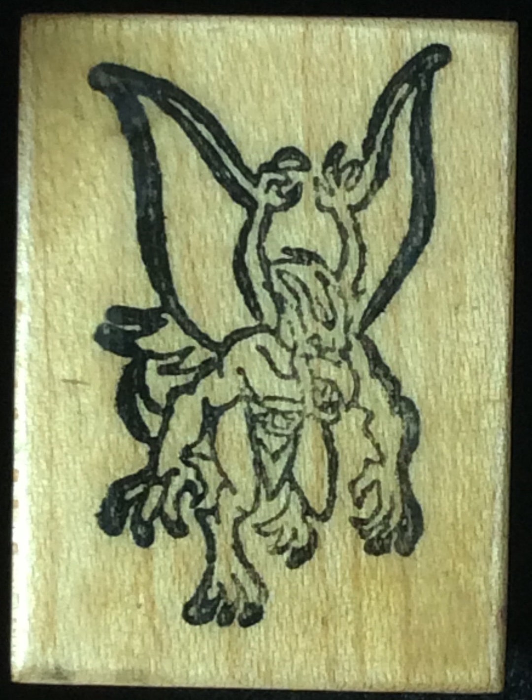 Devil With Wings Wood Mounted Rubber Stamp, Demon, Halloween, Scary - Etsy