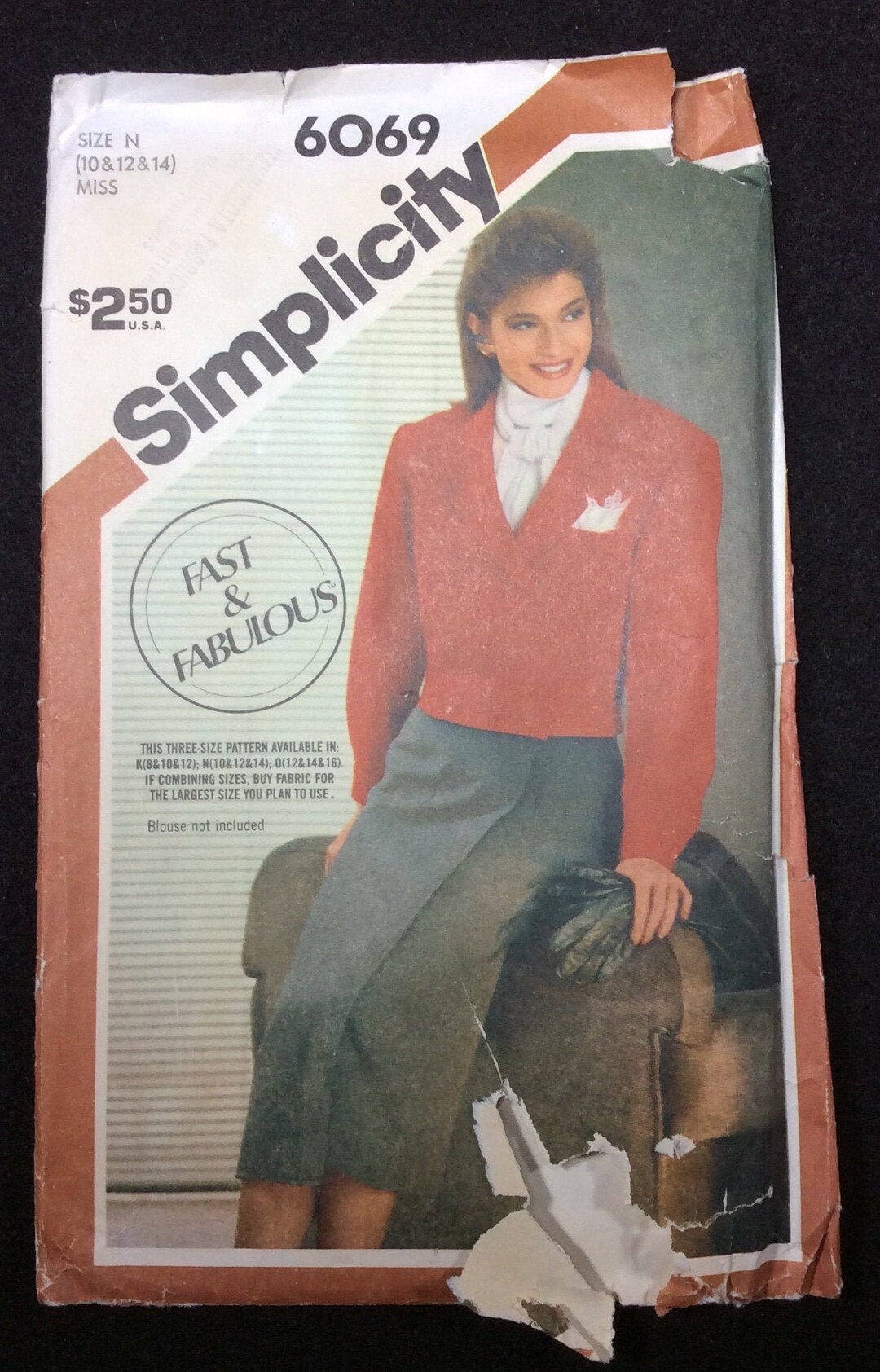 Simplicity Front Wrap Skirt and Unlined Jacket Pattern 6069 Size 10, 12 ...