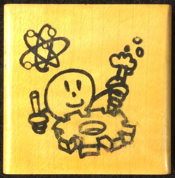 Smiley Scientist Wood Mounted Rubber Stamp Stick Figure - Etsy