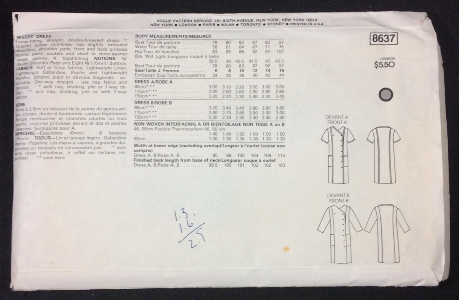Very Easy Very Vogue Misses' Dress Pattern 8637 Size 6 - Etsy