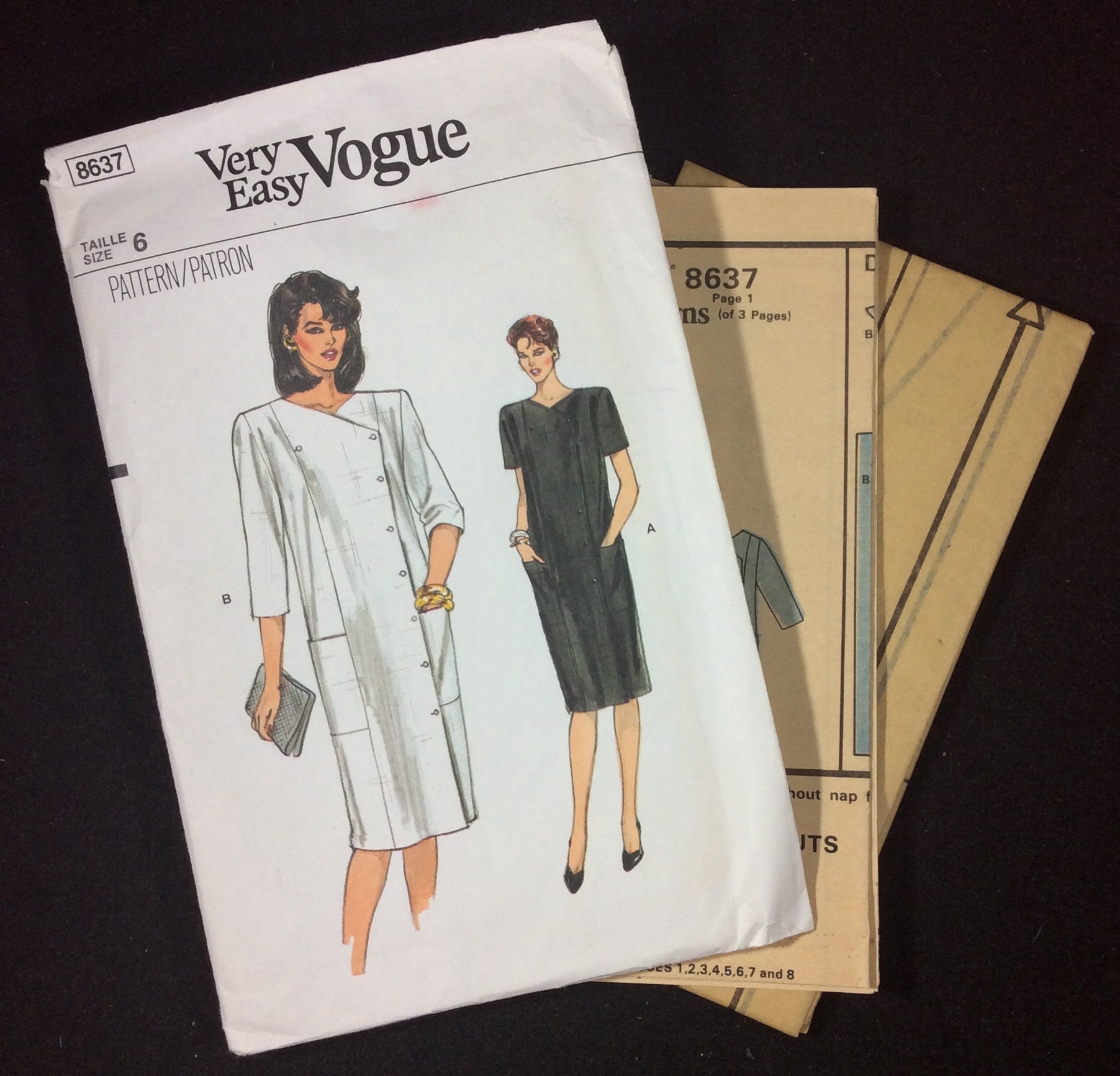 Very Easy Very Vogue Misses' Dress Pattern 8637 Size 6 - Etsy