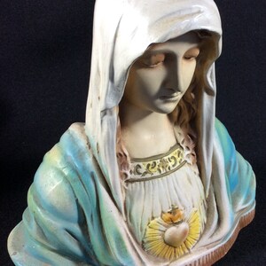 The Most Sacred Heart of Mary, Bust, Plaster, Contemplative, Devotional ...