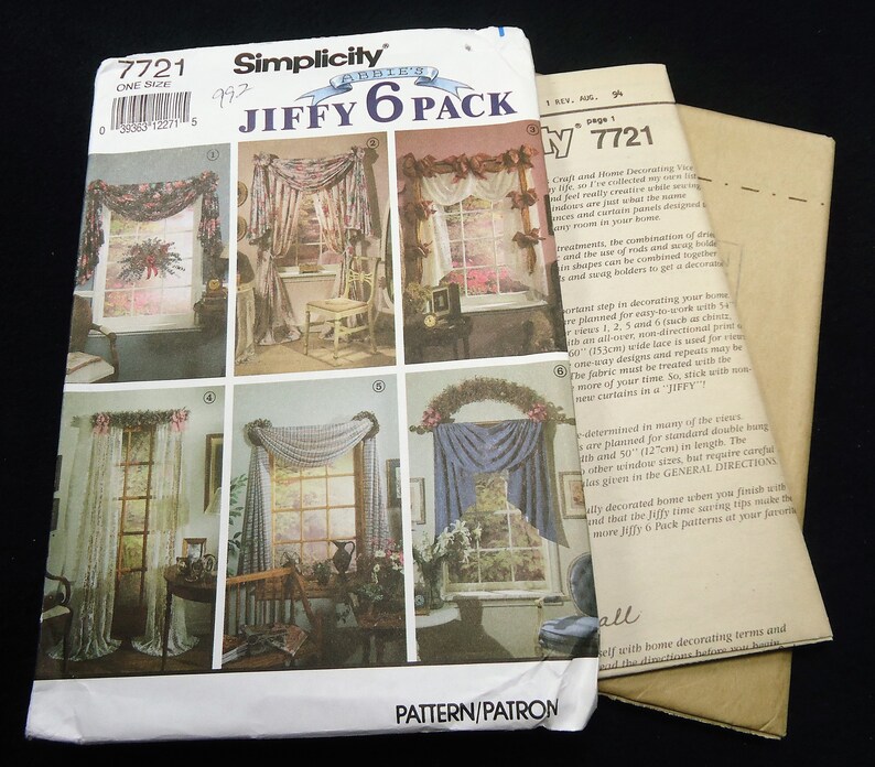 Simplicity Abbie's Jiffy 6 Pack Window Treatment Drapes | Etsy